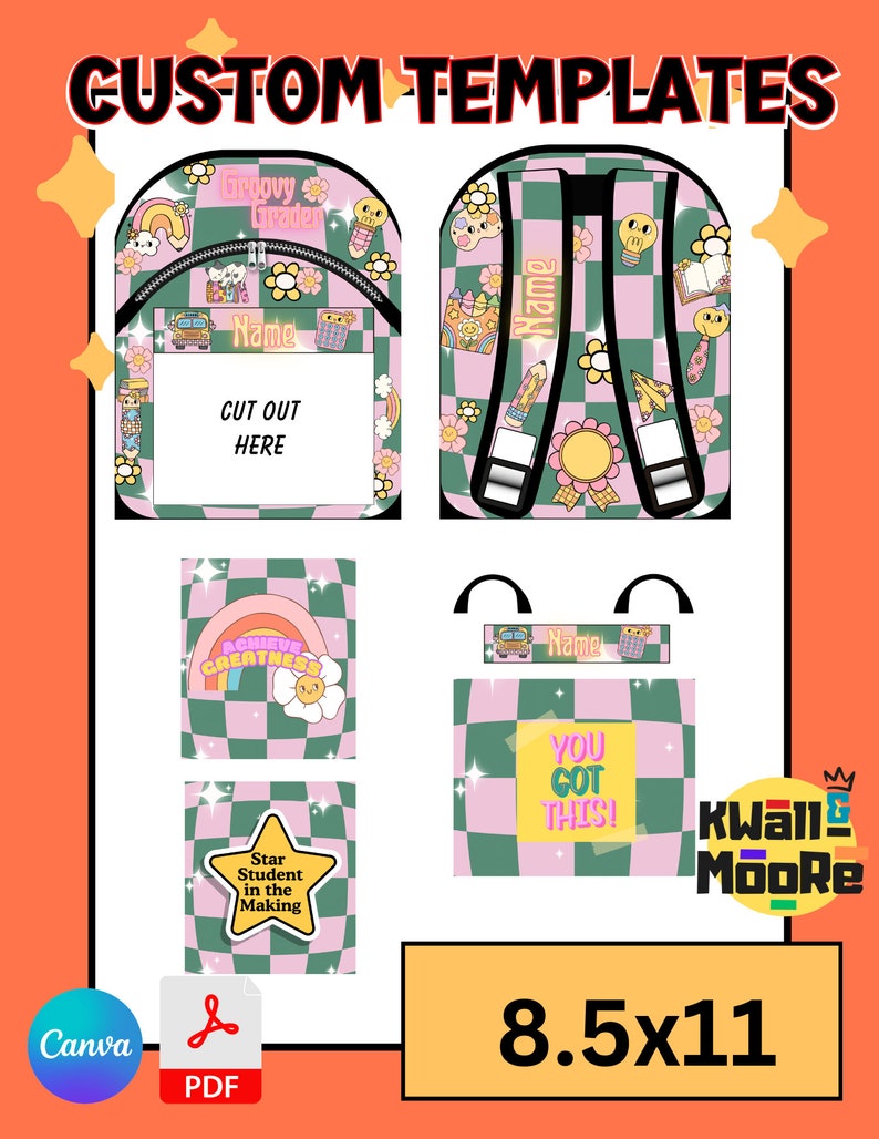 Editable Groovy Backpack Gift Box Template, Gift Box, Custom Gift Box ...