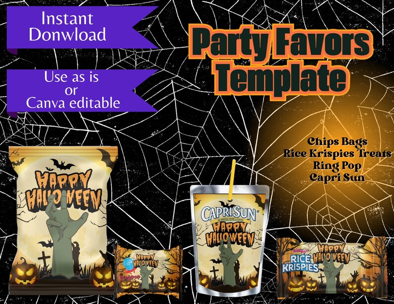 Editable Halloween Zombie Hand Gift Box & Party Favor Bundle Template ...