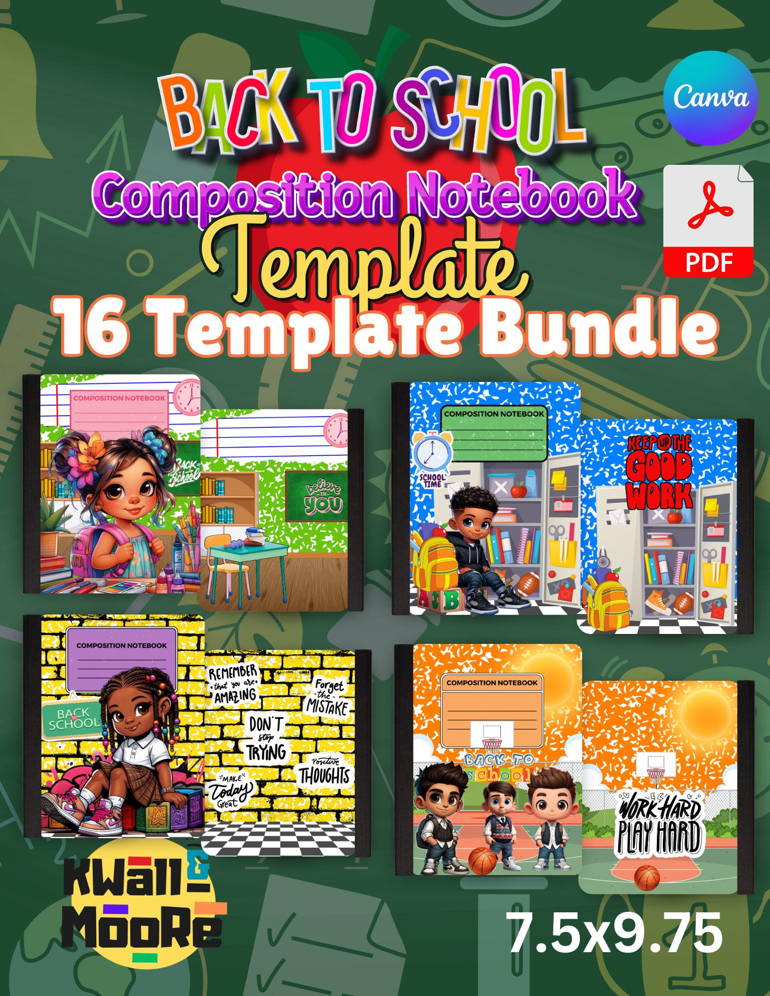 Editable Back 2 School Composition Notebook Template, Back to School ...