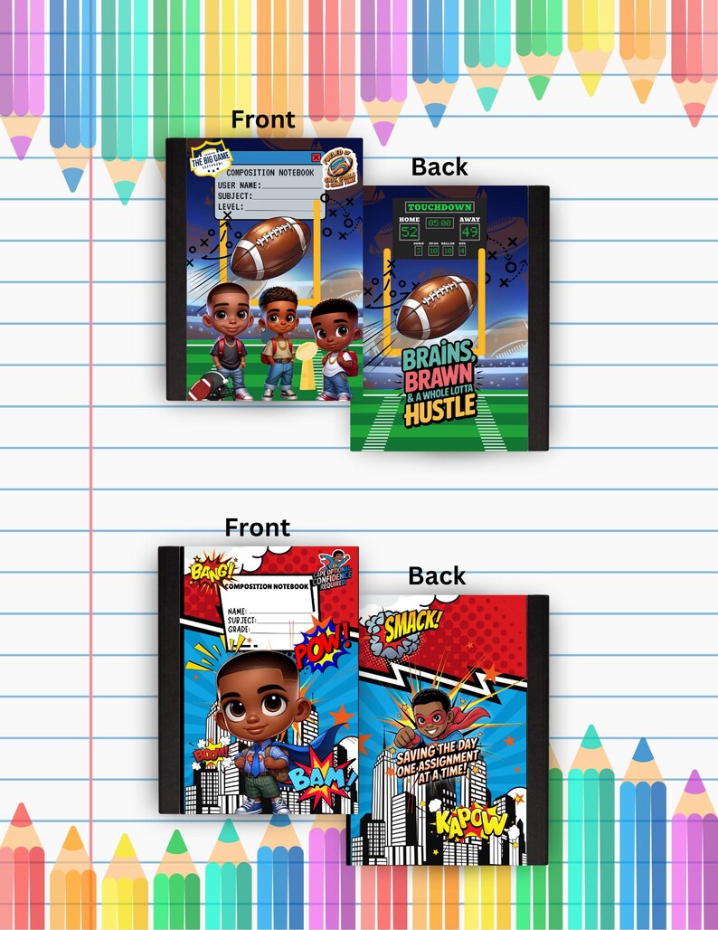 12 Rizz Magic Composition Notebook Template Bundle, Back to School ...