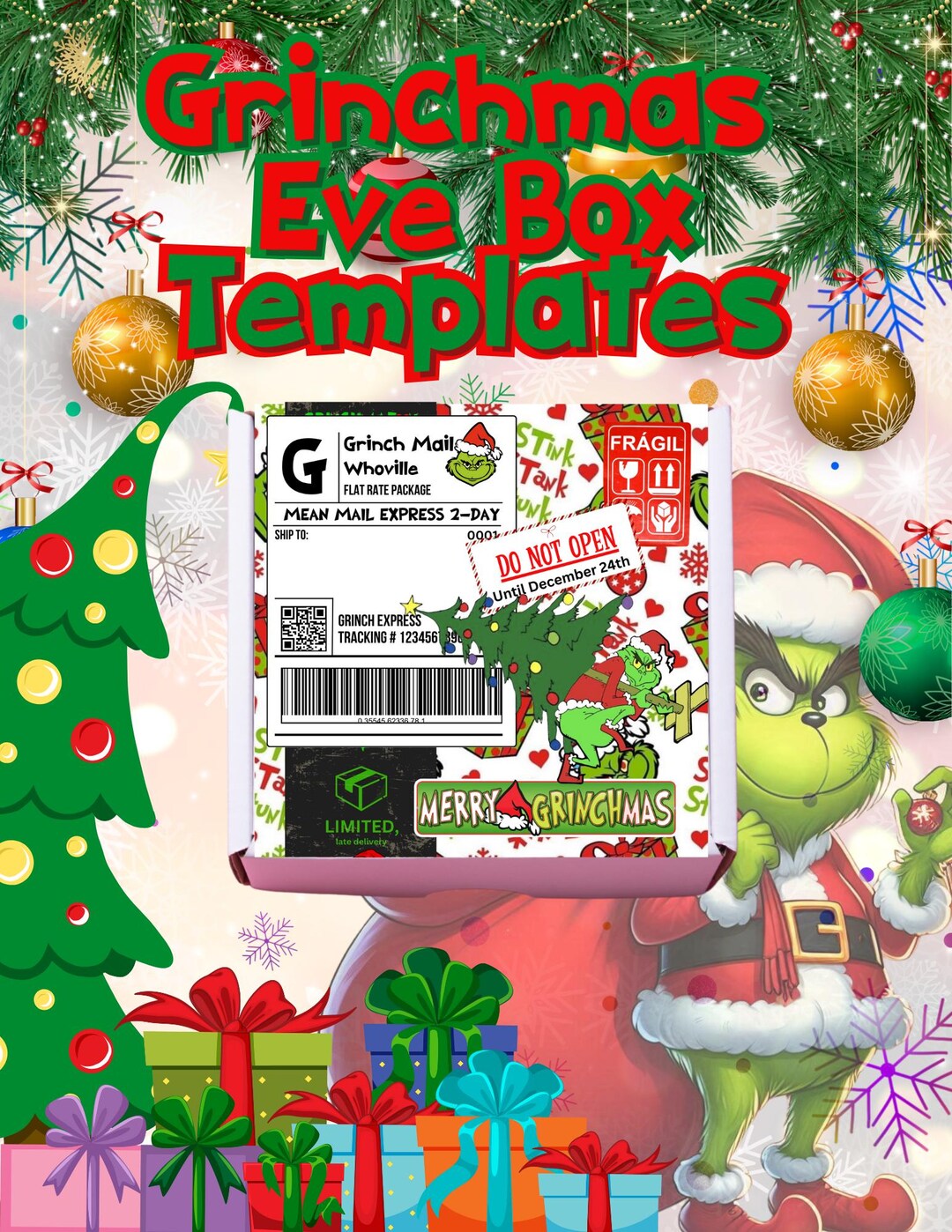 Christmas Eve Gift Box Template Bundle, Gift Box, Custom Gift Box ...