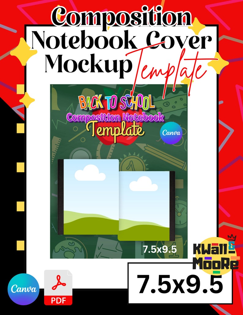 Composition Notebook Drag & Drop Template Mockup, Back to School Mockup ...