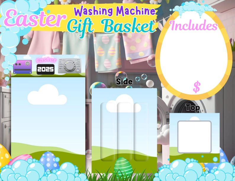 Editable 2D Washer & Dryer Drag and Drop MOCKUP TEMPLATE, Easter Mockup ...