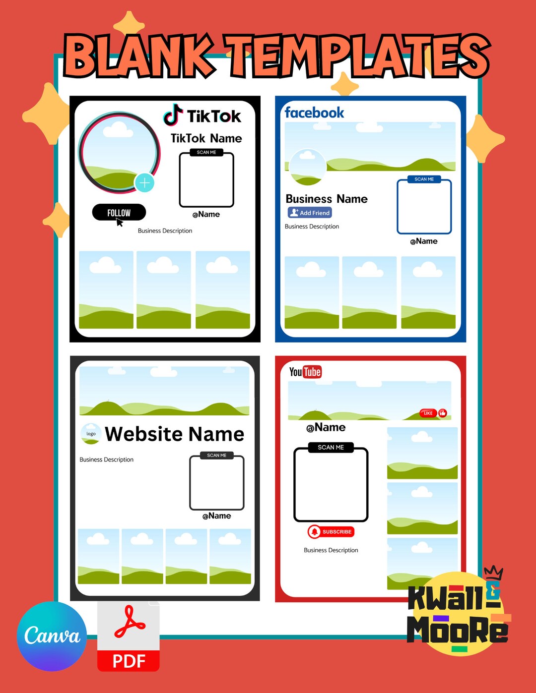 Print at Home 8.5x11 Drag & Drop Business Column Template, Social Media ...