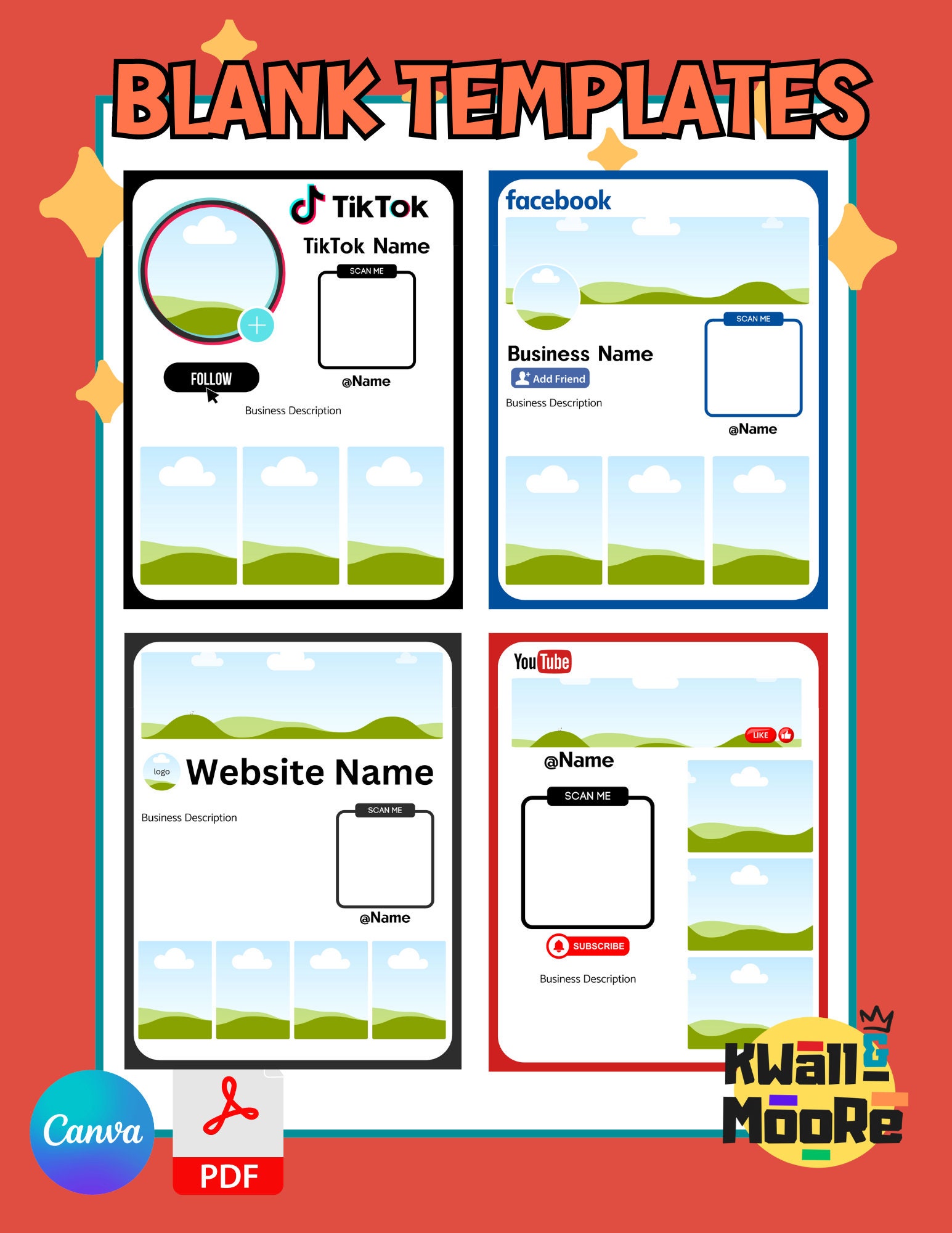 Print at Home 8.5x11 Drag & Drop Business Column Template, Social Media ...