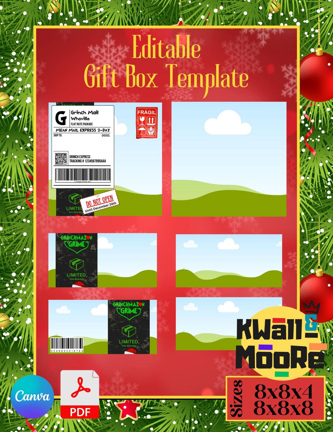 Christmas Drag N Drop Gift Box Template Bundle, Gift Box, Custom Gift ...