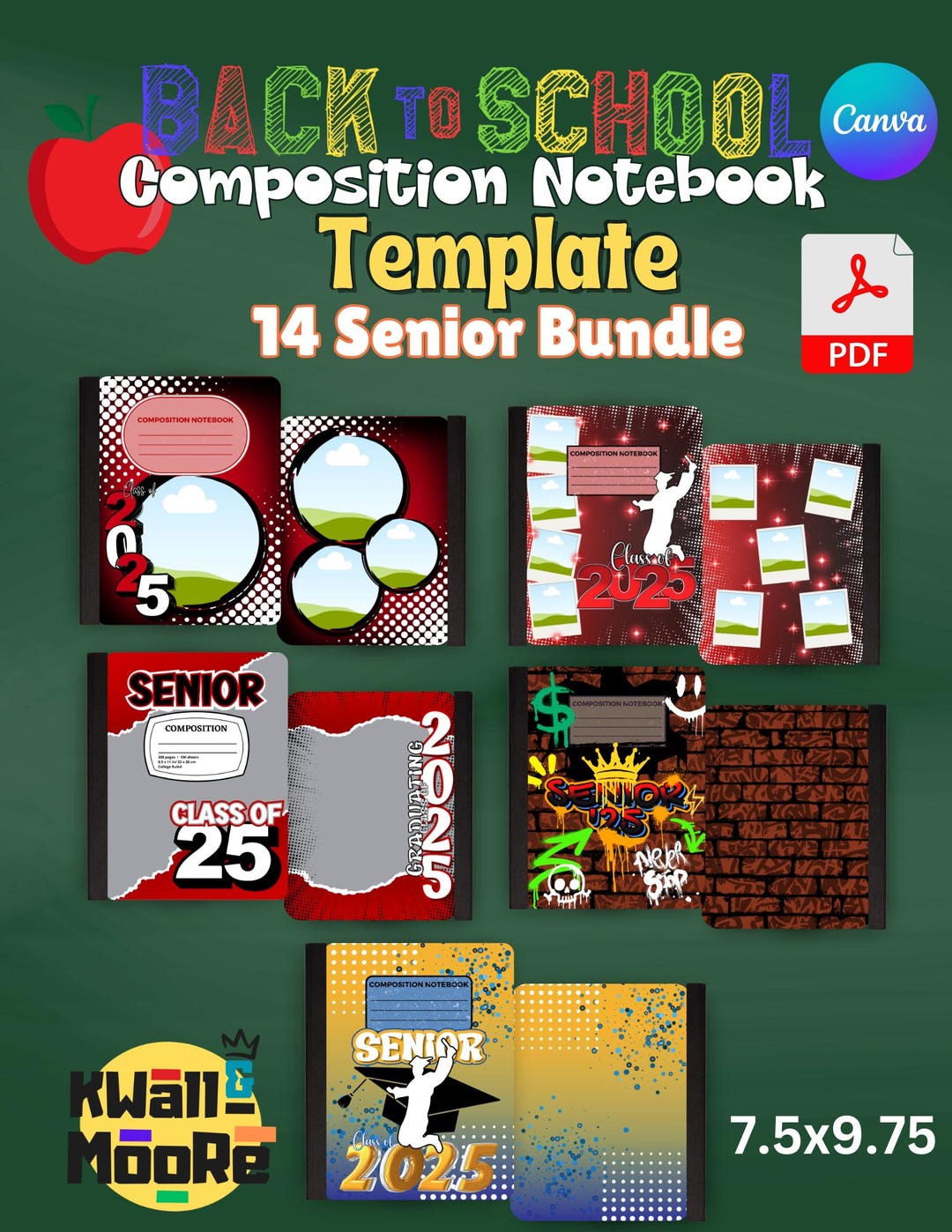 14 Senior Editable Composition Notebook Template, PDF, Canva Link ...