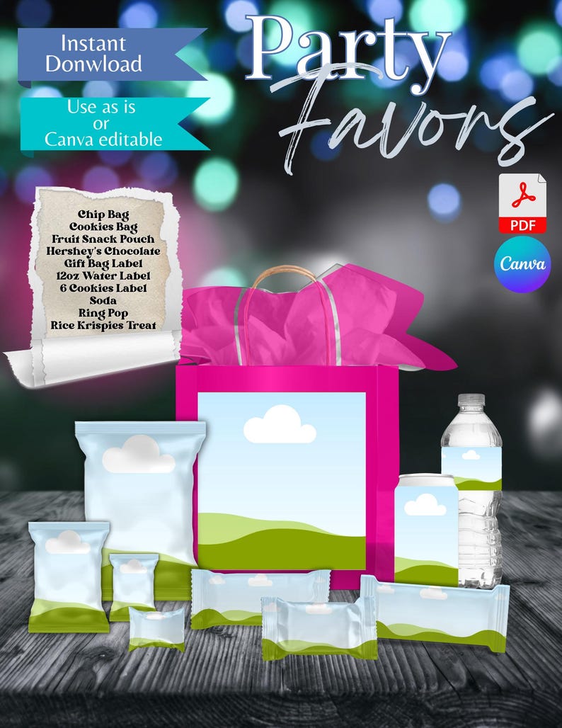 Custom/editable Party Favor Drag and Drop Mockup Template, Party Favor ...