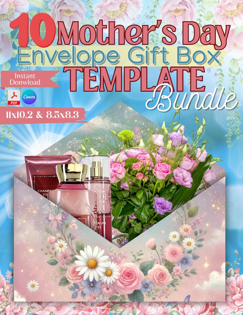 10 Fully Editable Mother's Day Envelope Gift Box Template, Foam Board ...