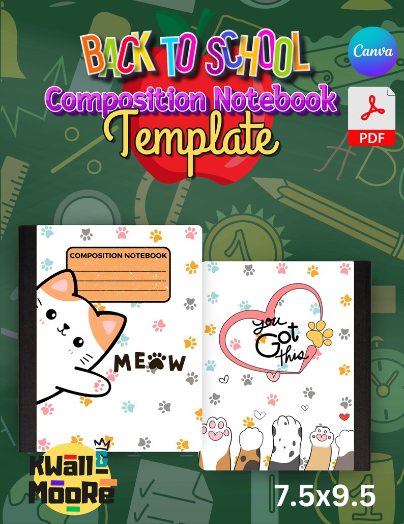 Editable Back 2 School Composition Notebook Template, Back to School ...