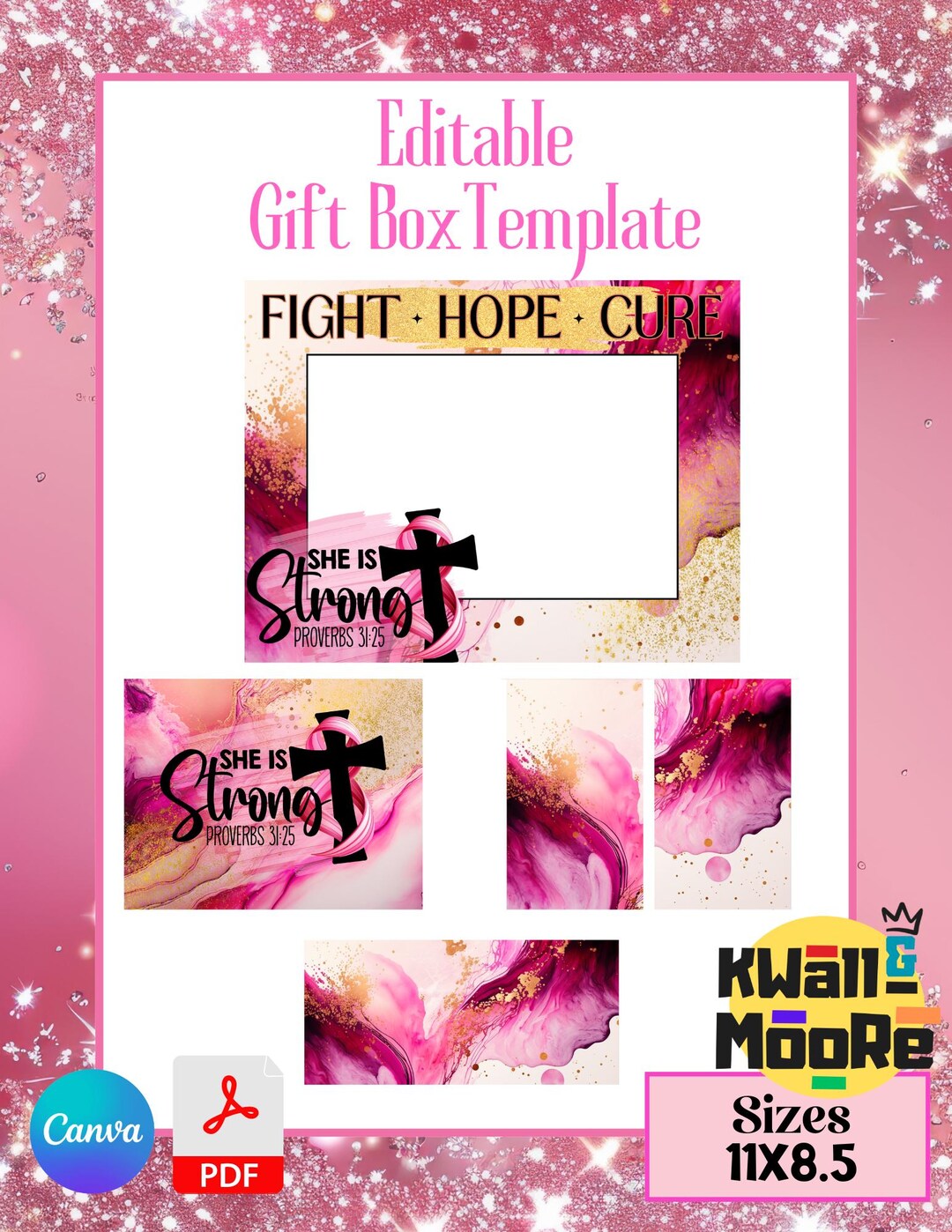 Fight, Hope, Cure Gift Box Template, Gift Box, Custom Gift Box, Foam ...