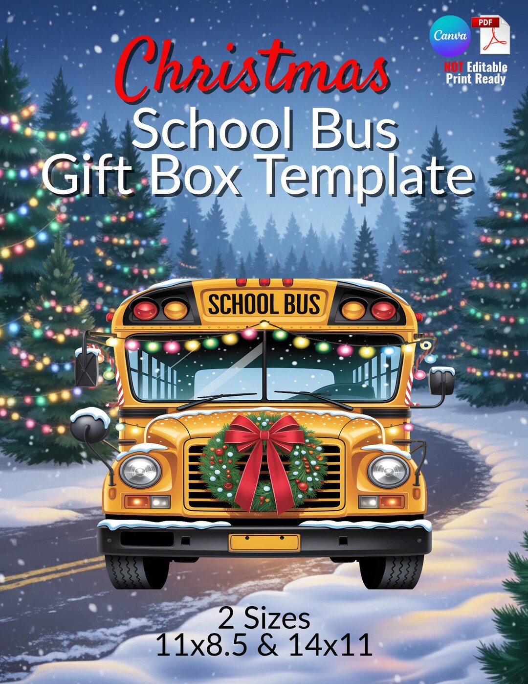 Christmas School Bus Gift Box Template, Foam Board Gift Box - Etsy