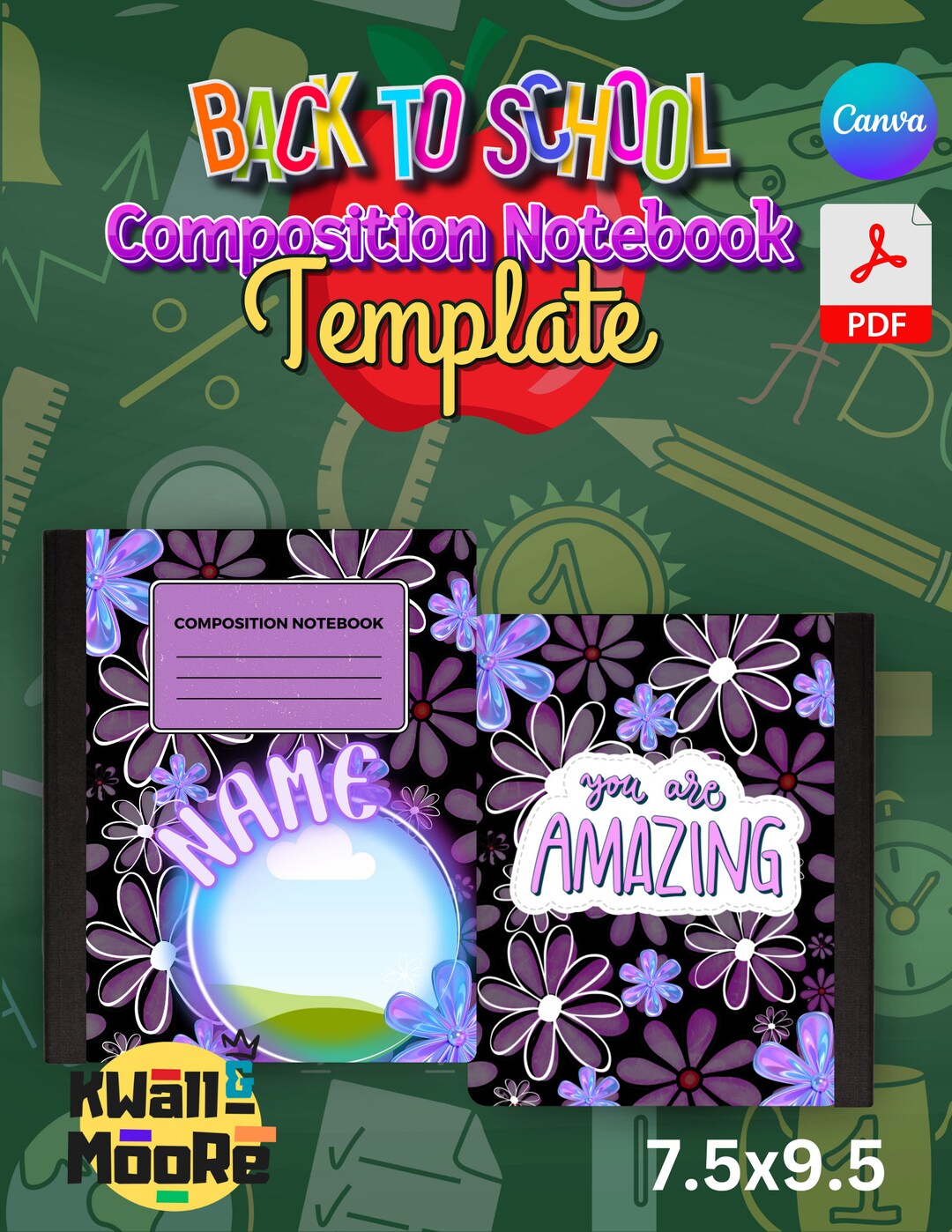 Editable Back 2 School Composition Notebook Template, Back to School ...