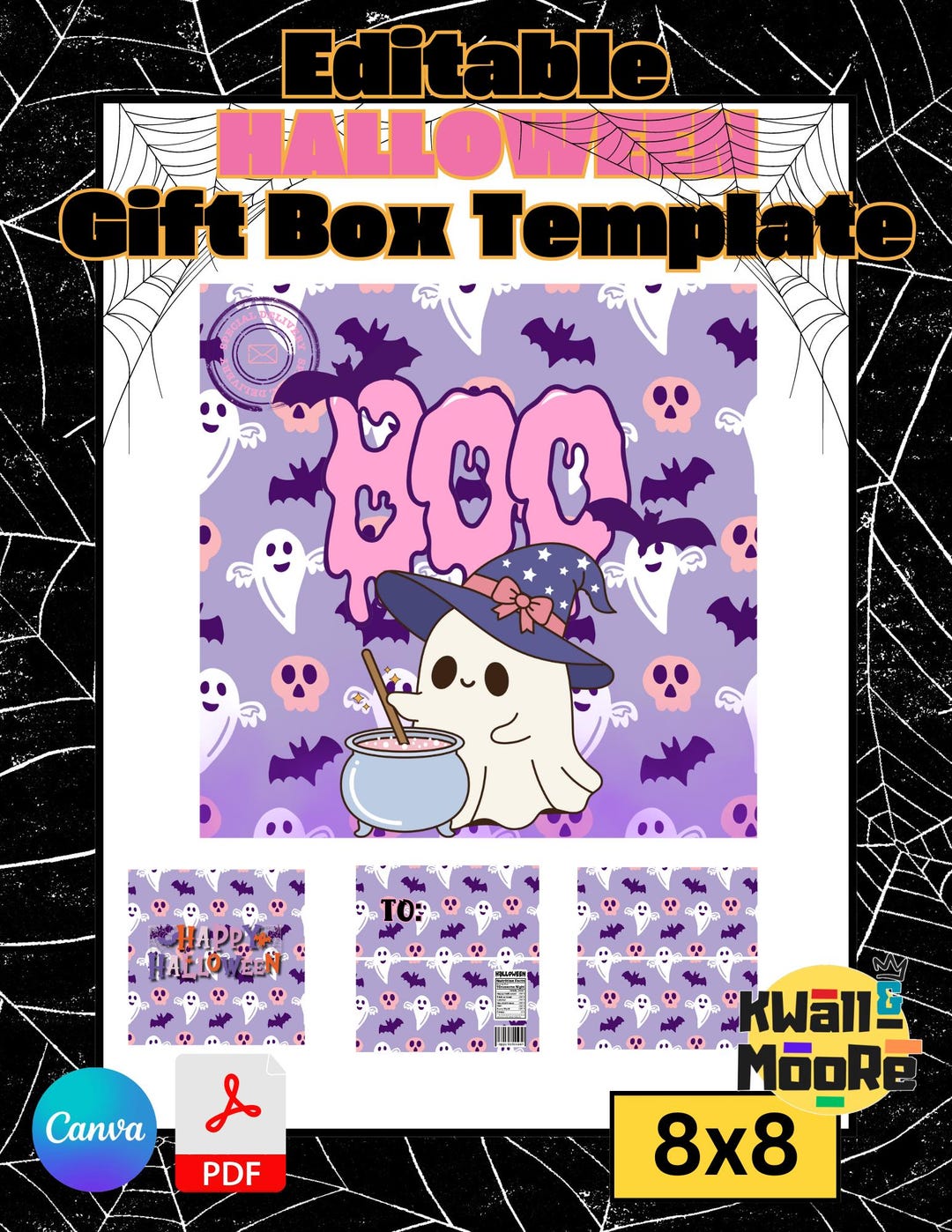 Editable Halloween Spooky Boo Gift Box & Party Favor Bundle Template ...