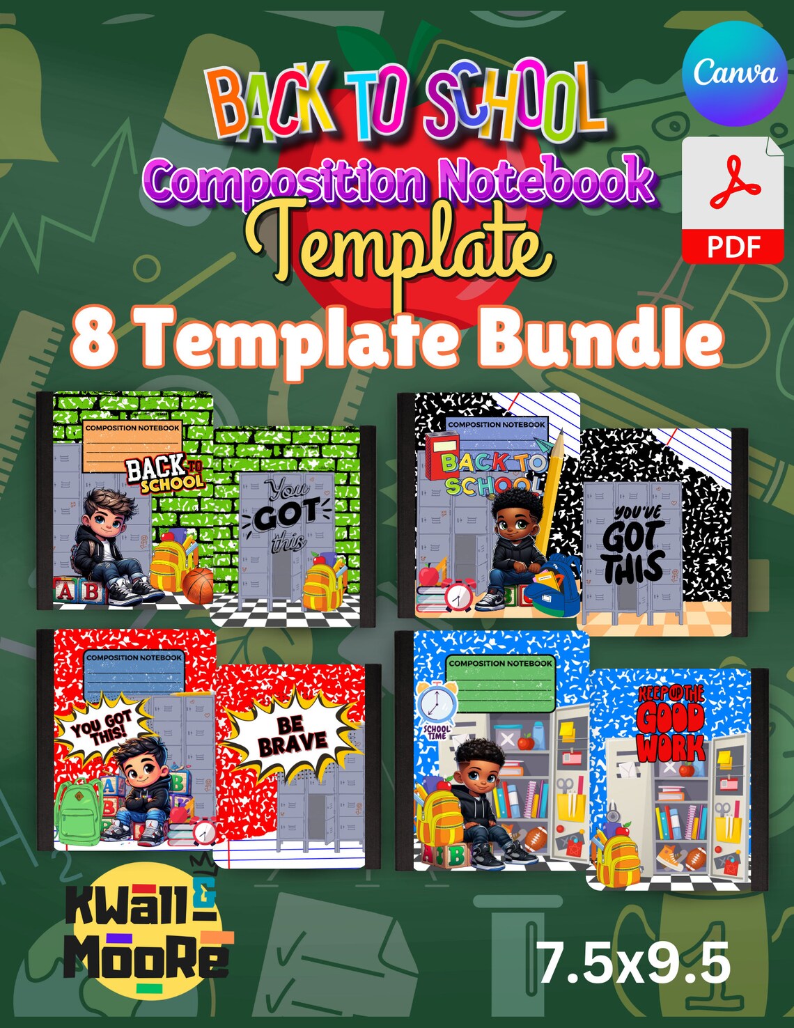 8 Editable Back 2 School Composition Notebook Template, Back to School ...