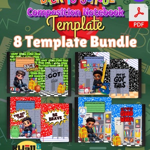 8 Editable Back 2 School Composition Notebook Template, Back to School ...