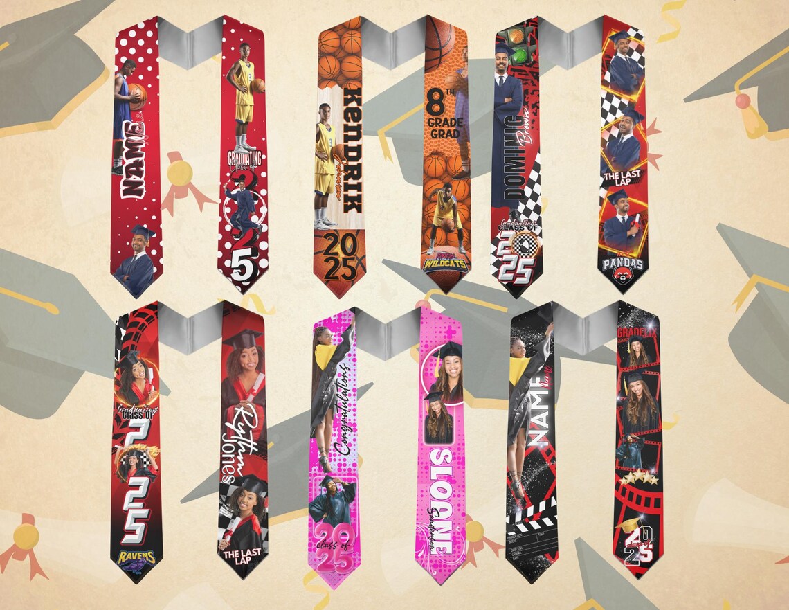 14 Graduation Stole Template Bundle, Graduation Stole, Sublimation ...