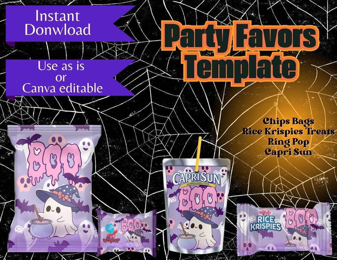 Spooky Boo Halloween Party Favors Template, Editable Template, Digital ...