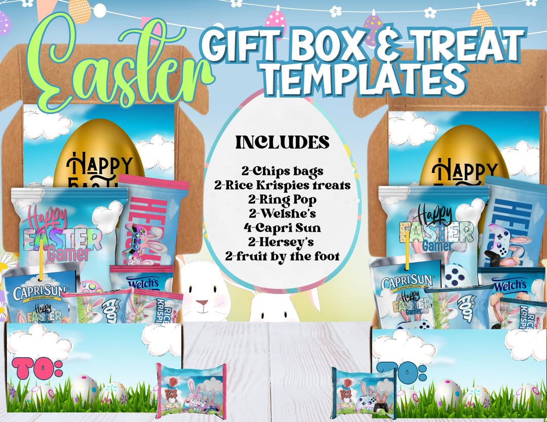 Editable Easter Gamer Gift Box & Treat Bundle Template, Custom Gift Box ...