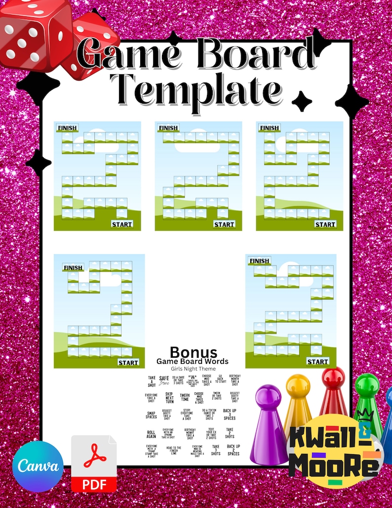 5 Canva Editable Drag and Drop Game Board Template, Any Occasion Game ...