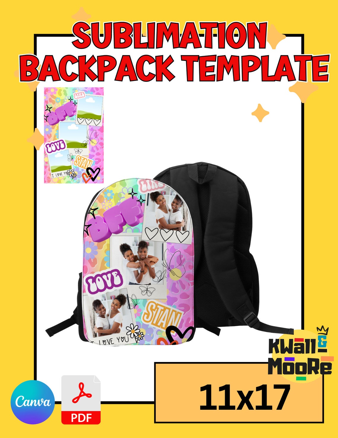 Canva Editable Backpack Sublimation Templates, Back to School ...