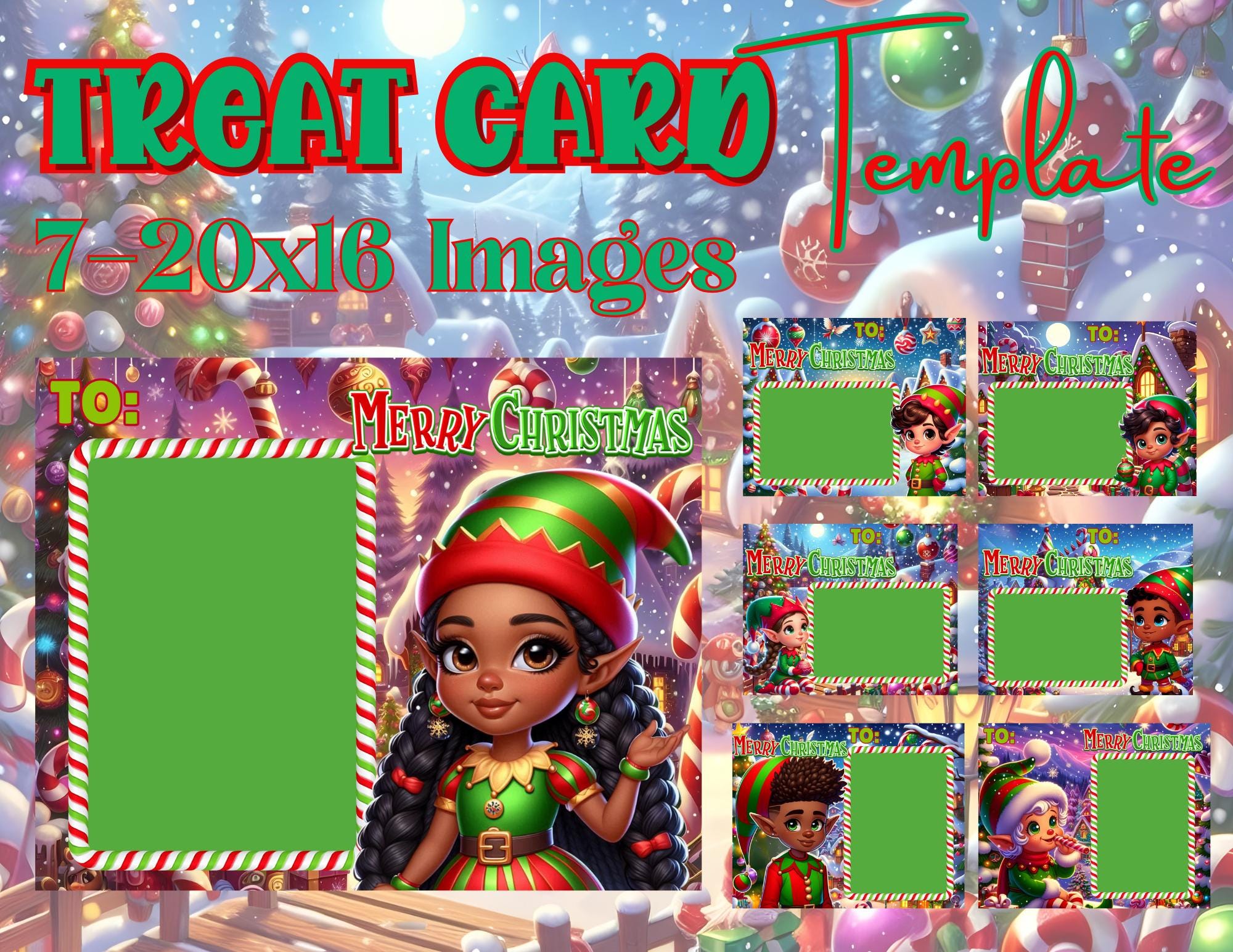 7 Editable Santa's Helpers Treat Card Template Bundle, Christmas Treat ...