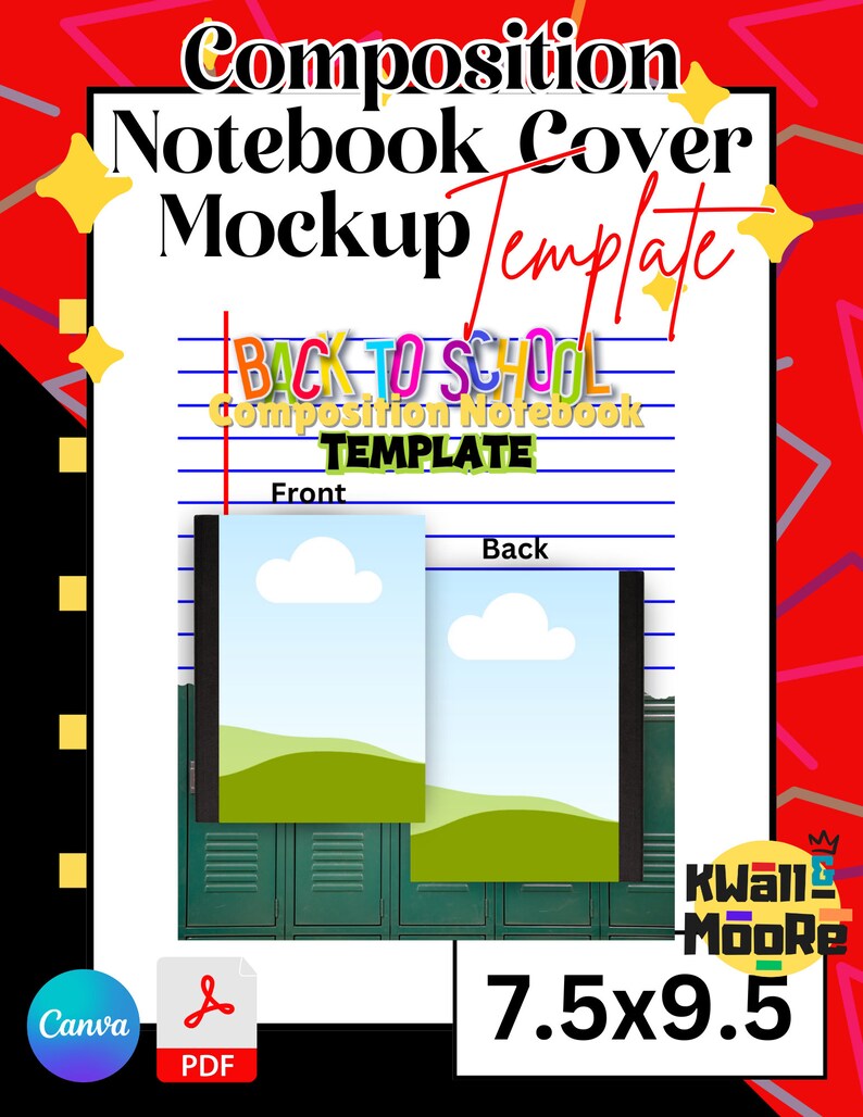Composition Notebook Drag & Drop Template Mockup, Back to School Mockup ...