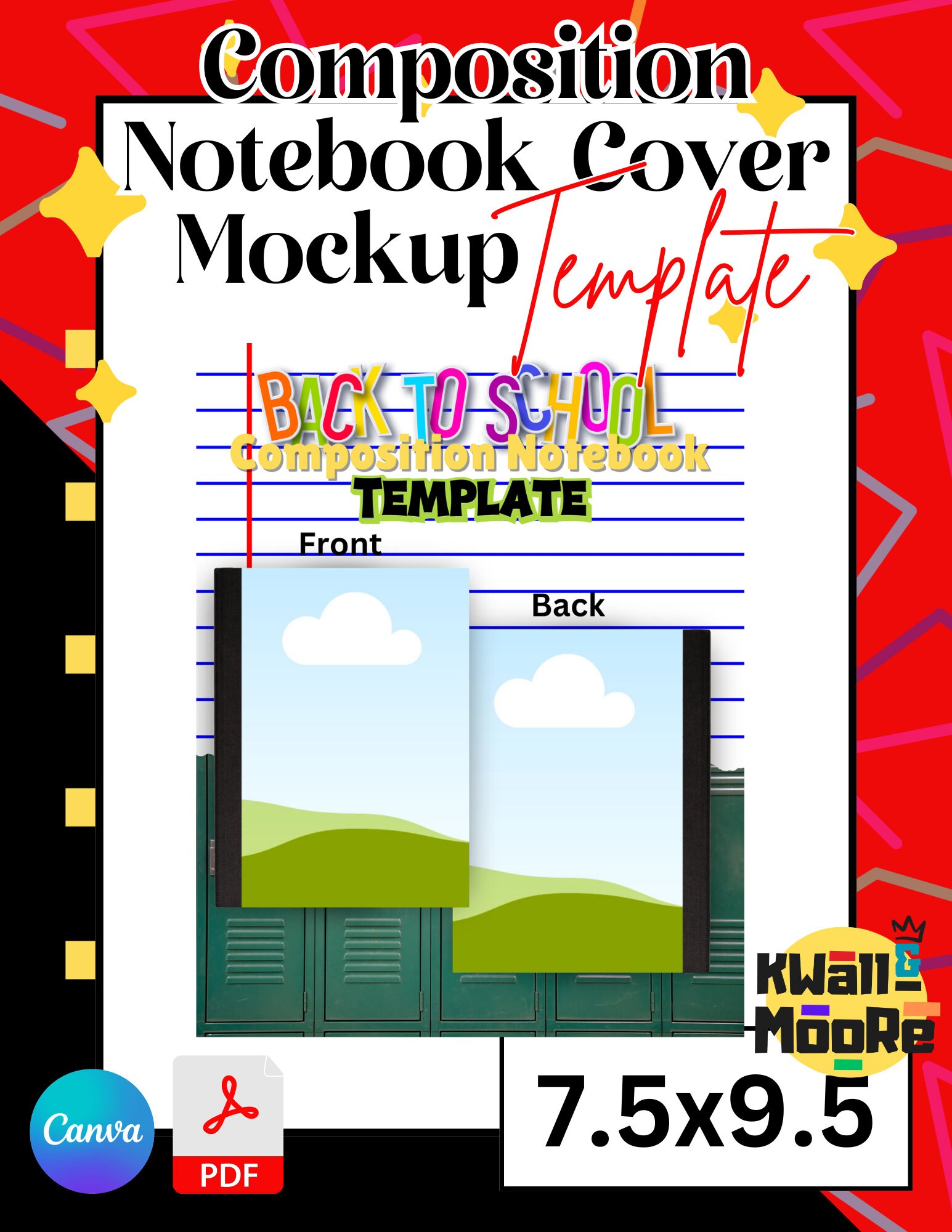 Composition Notebook Drag & Drop Template Mockup, Back to School Mockup ...
