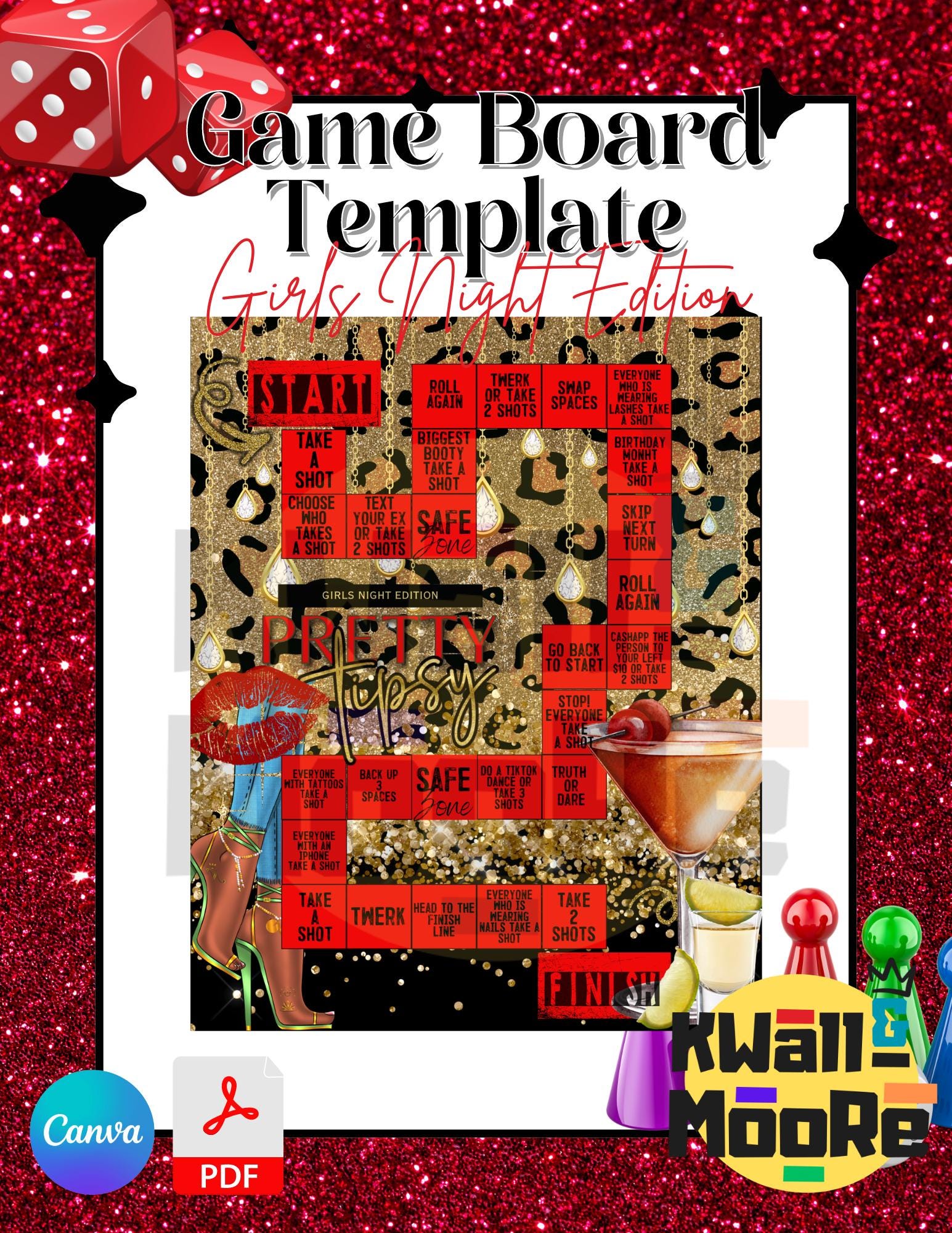 Canva Editable Game Board Template, Girls Night Template, Game Night ...