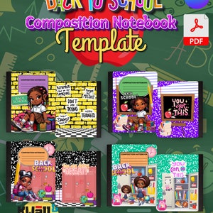 8 Editable Back 2 School Composition Notebook Template, Back to School ...