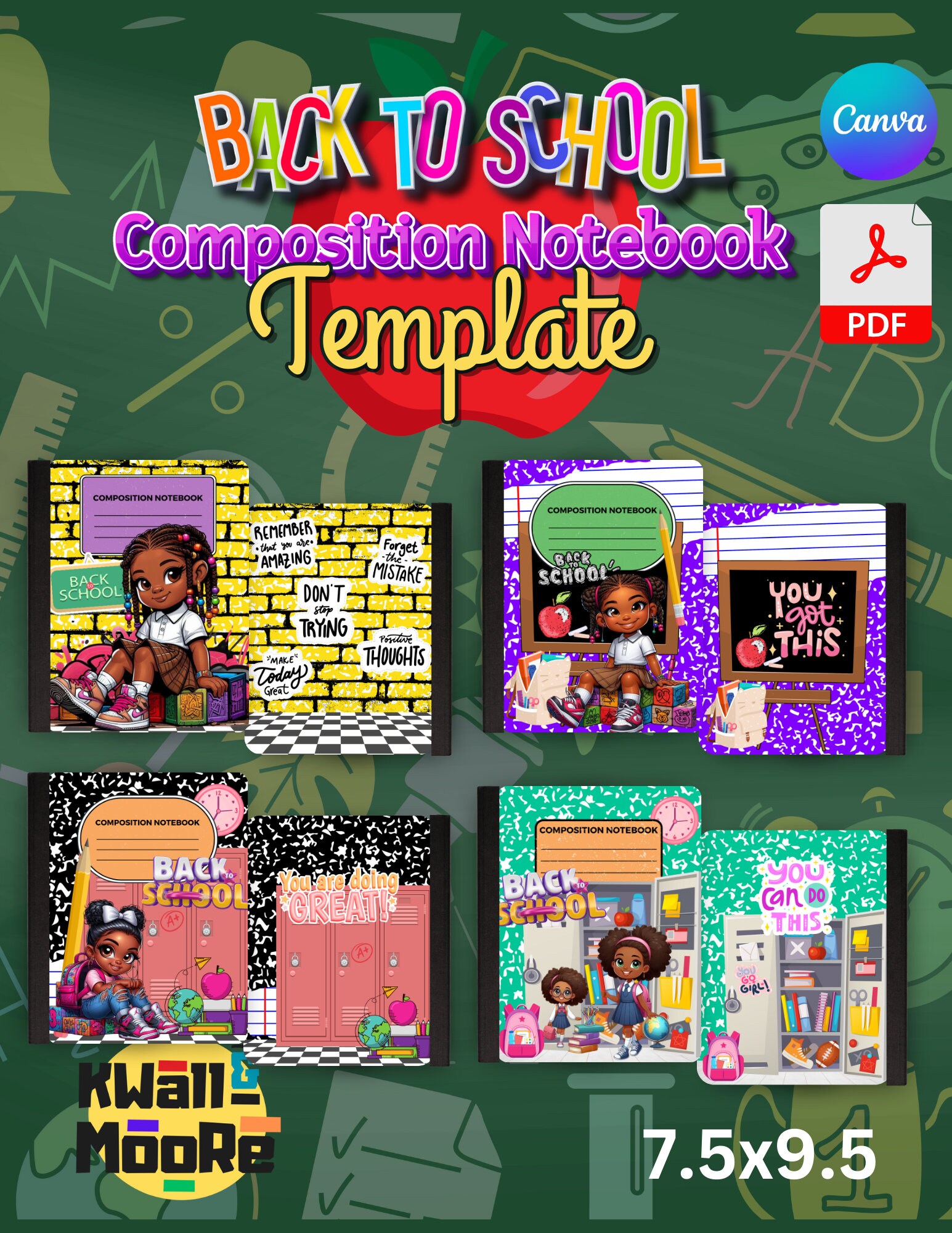 8 Editable Back 2 School Composition Notebook Template, Back to School ...