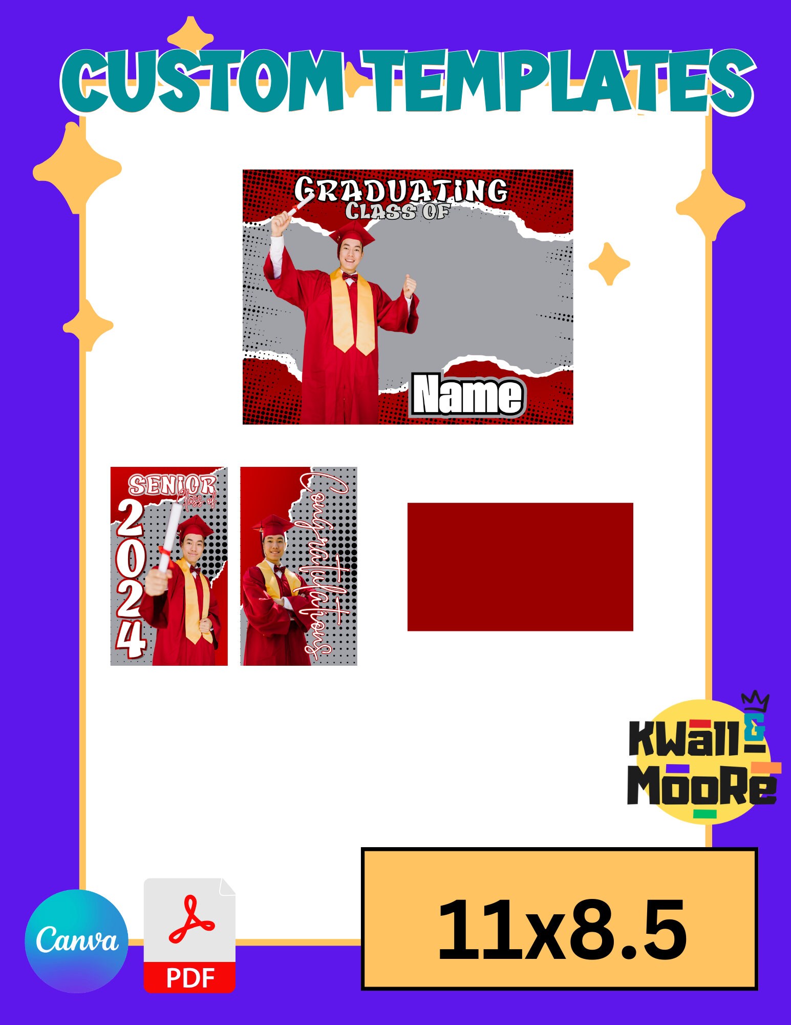 Editable Red & Gray Graduation Gift Box Template, Gift Box, Custom Gift ...
