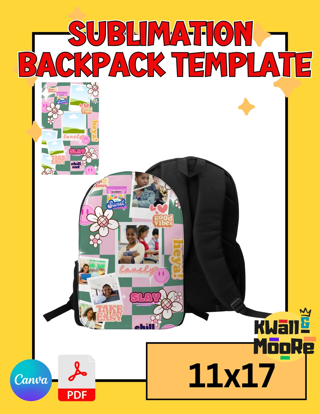 Canva Editable Backpack Sublimation Templates, Back to School ...