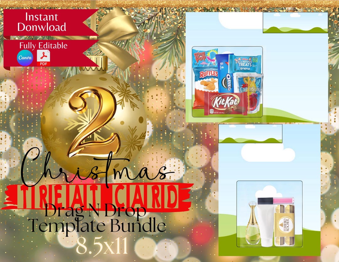2- 8.5x11 Drag and Drop Treat Card Template, Treat Card Template, Drag ...
