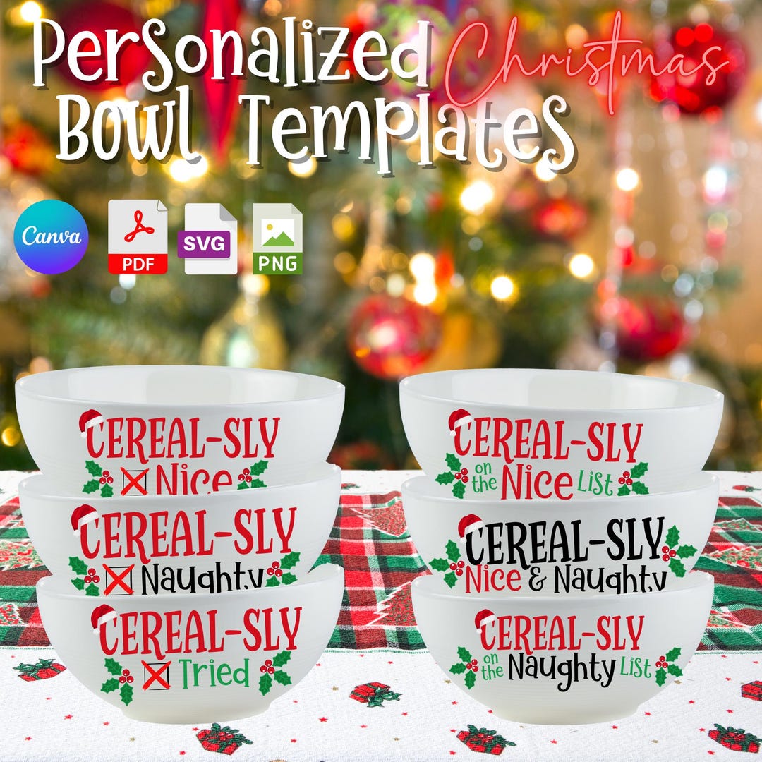 Cereal-sly Christmas Bowl Images Canva, Png, Svg, Pdf Link, Digital ...