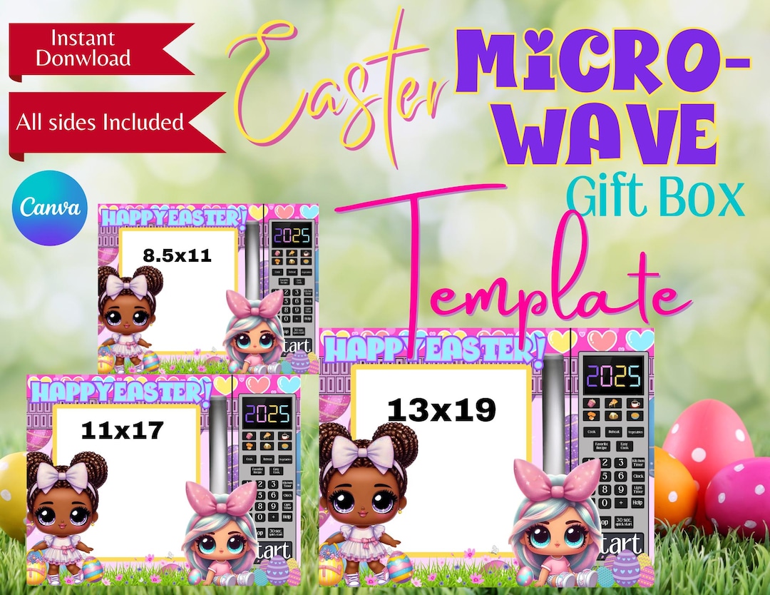 Little Cuties Easter Microwave Gift Box Template Custom Easter Gift