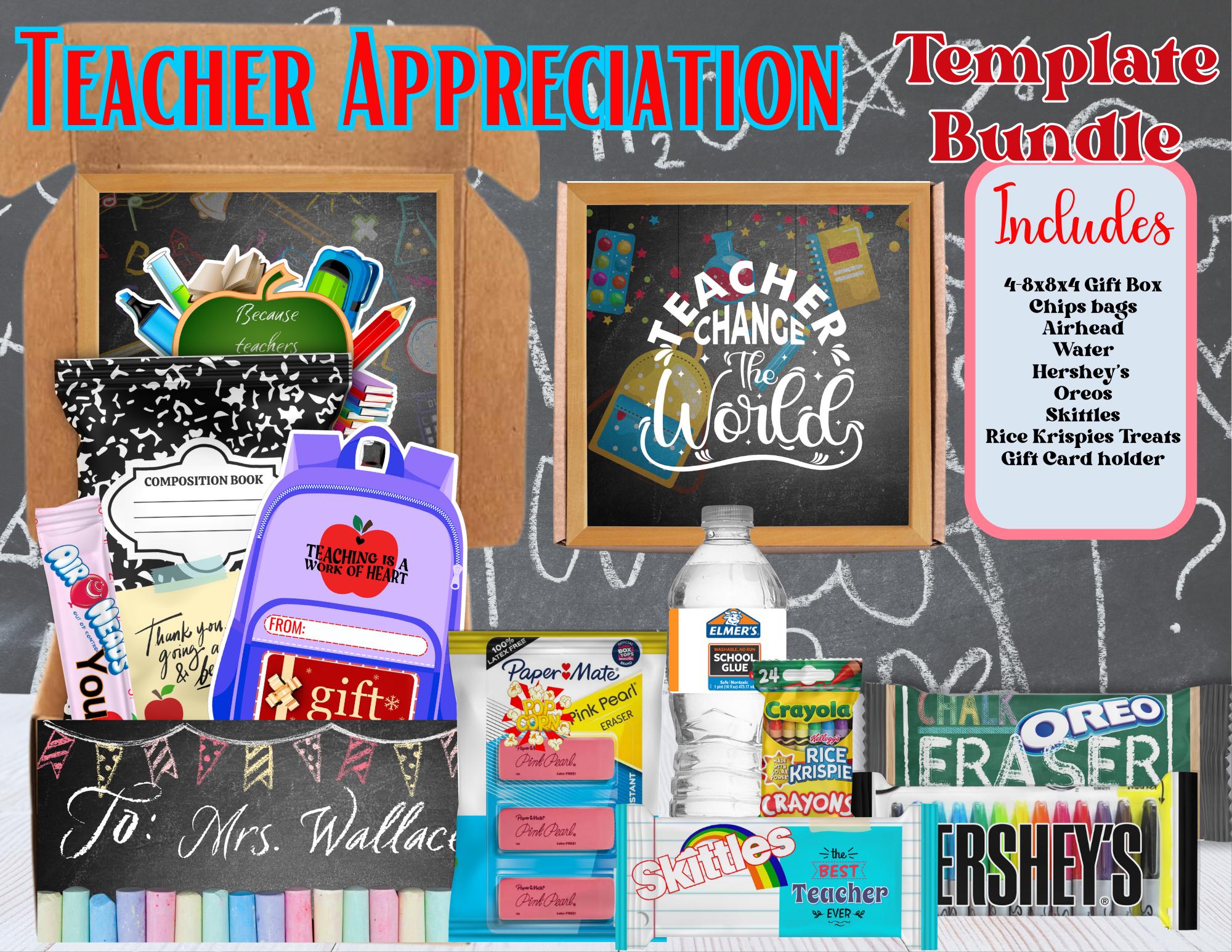 Editable Teacher's Appreciation Gift Box and Treats Template Bundle ...