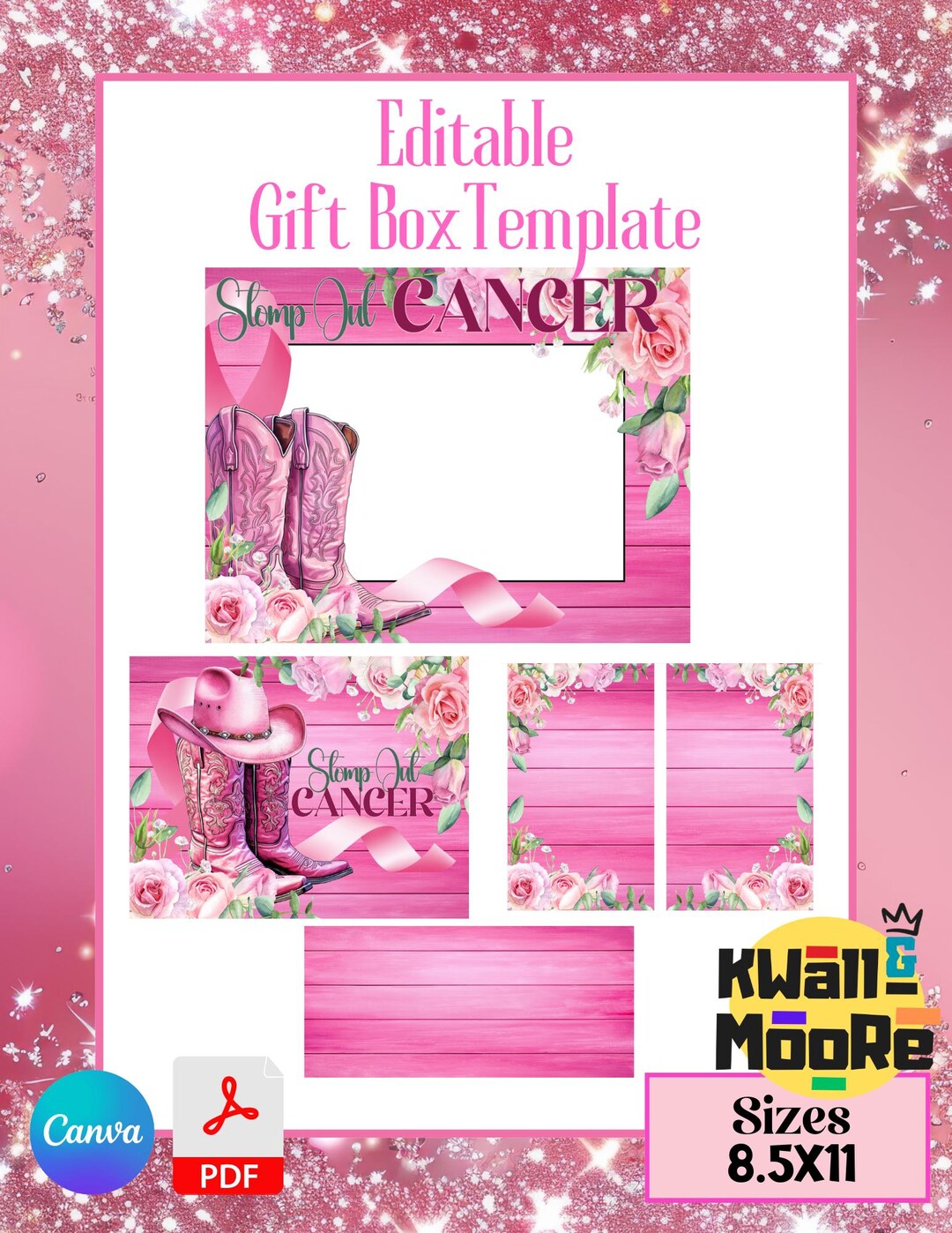 Stomp on Cancer Gift Box Template, Gift Box, Custom Gift Box, Foam ...