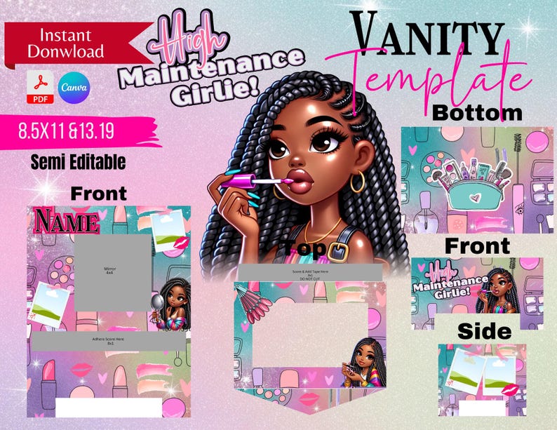 Semi Editable High Maintenance Vanity Gift Box Template, Custom Easter ...