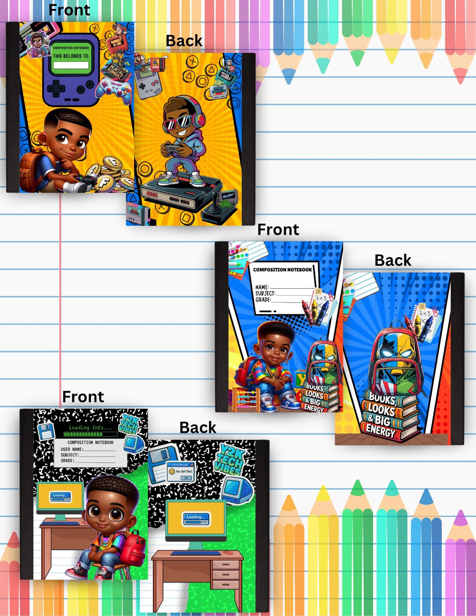 12 Rizz Magic Composition Notebook Template Bundle, Back to School ...