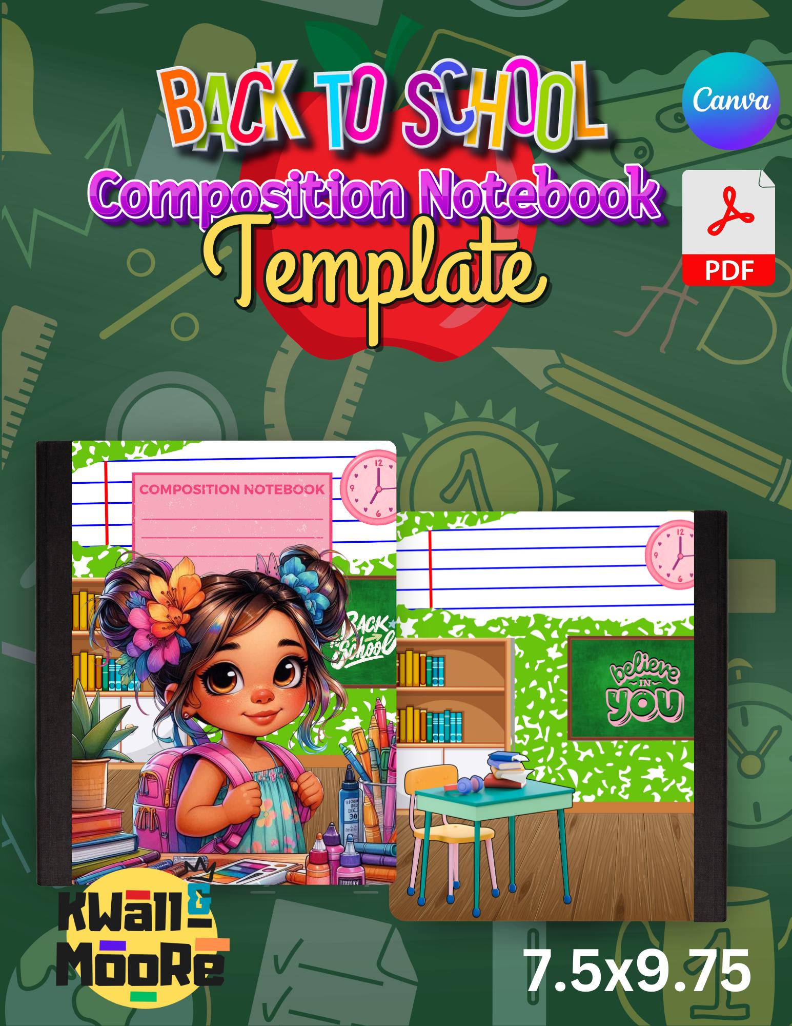 Editable Back 2 School Composition Notebook Template, Back to School ...