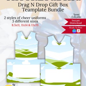 Cheerleading Drag N Drop Gift Box Template Bundle Tutorial Included - Etsy