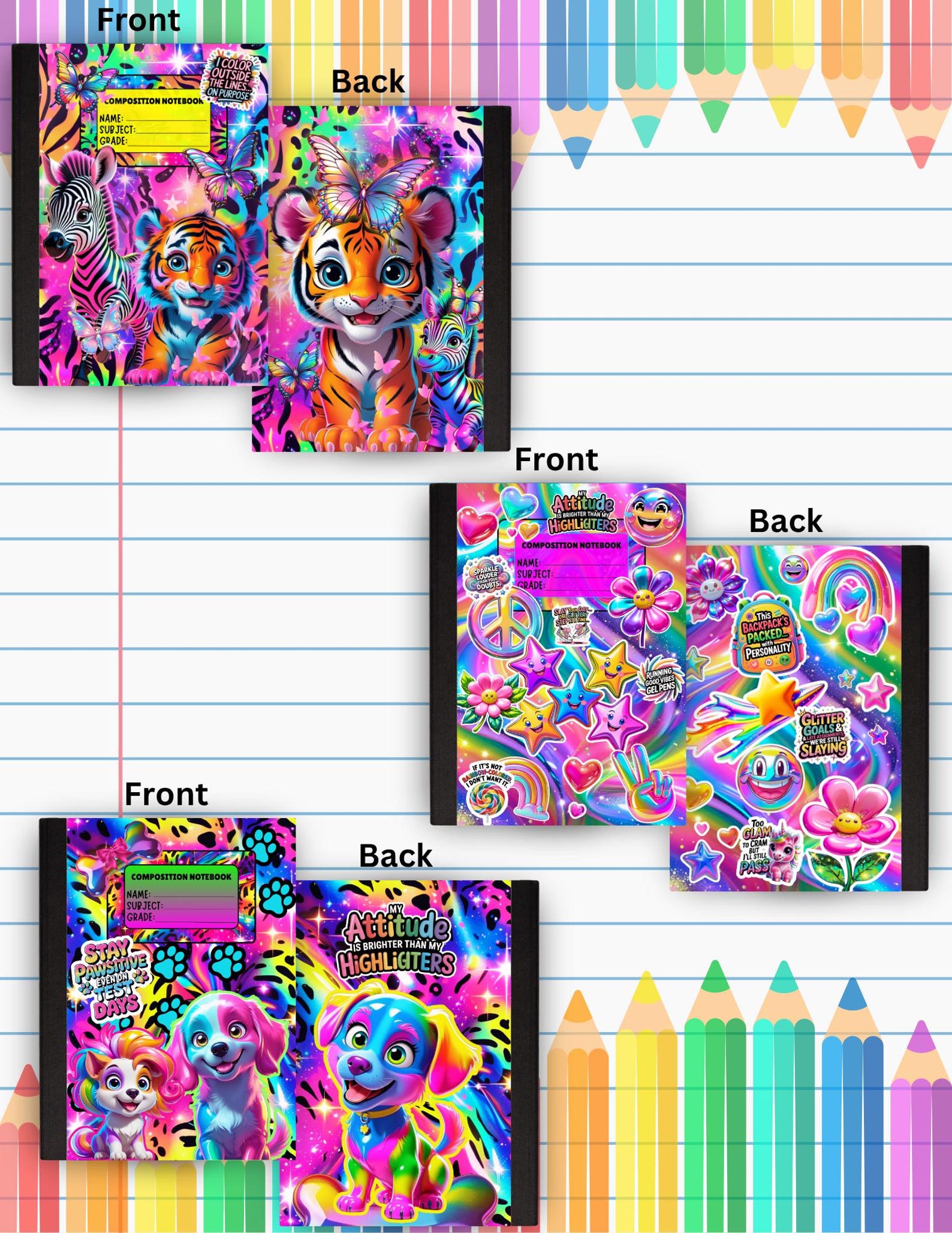 10 Remix Magic Composition Notebook Template Bundle, Back to School ...