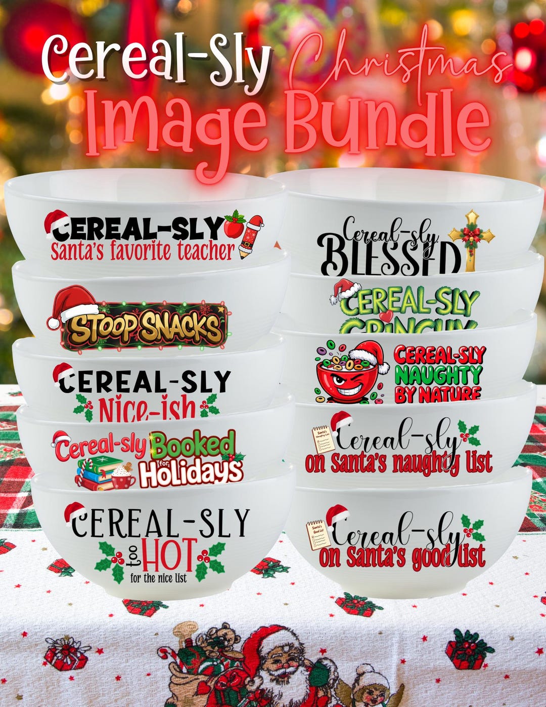 Cereal-sly Christmas Bowl Images Png and Pdf Link, Digital Files ONLY ...