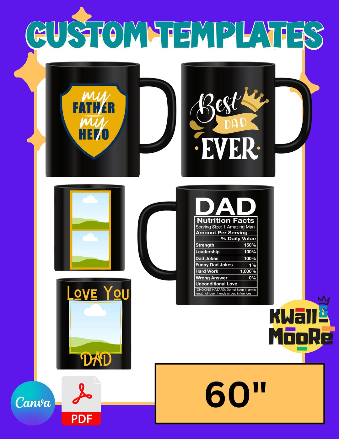 Editable Father's Day Beer Mug Template, Gift Box, Custom Gift Box ...
