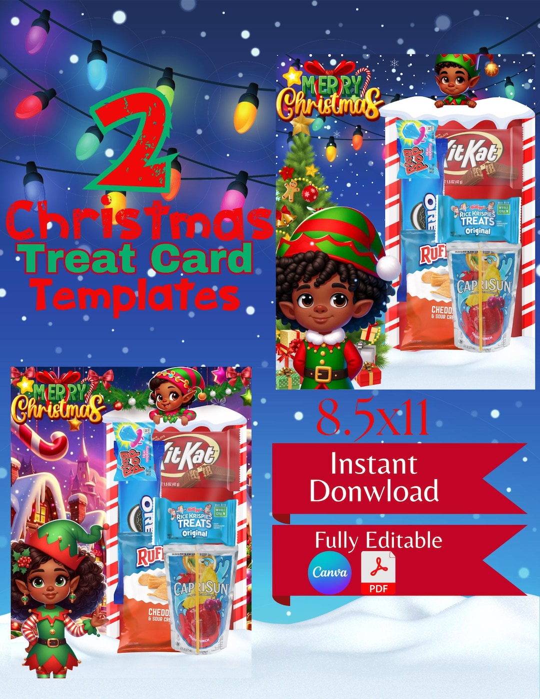 2- 8.5x11 With an 8x6 Treat Area Card Template, Treat Card Template ...