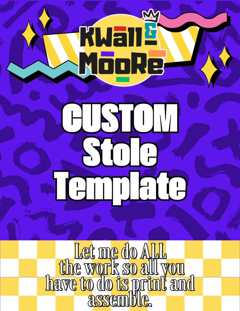 Custom Editable Stole Template, Digital Downloadable Template, DIY File ...