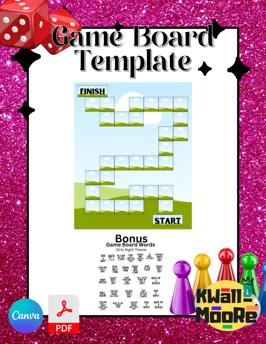 Canva Editable Drag and Drop Game Board Template, Any Occasion Game ...