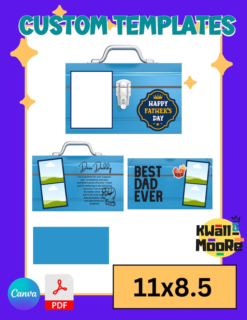 Editable Father's Day Tool Box Template, Gift Box, Custom Gift Box ...