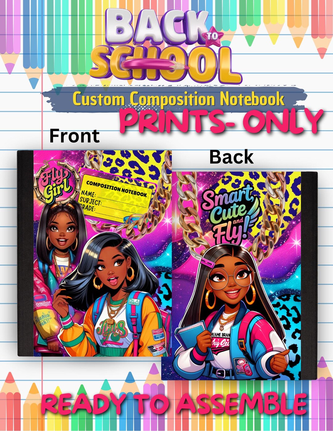 DIY Composition Notebook Prints, Sticker Paper, Back to School ...